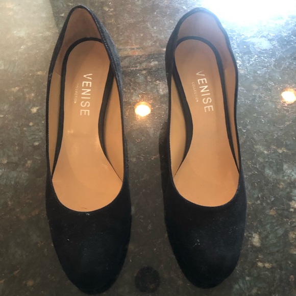 Venise Collection | Shoes | Venice Collection Black Suede Wedge Shoes ...